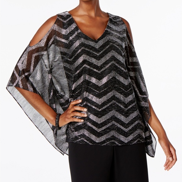 MSK | Tops | Msk Embellished Coldshoulder Blouse Blacksilver | Poshmark